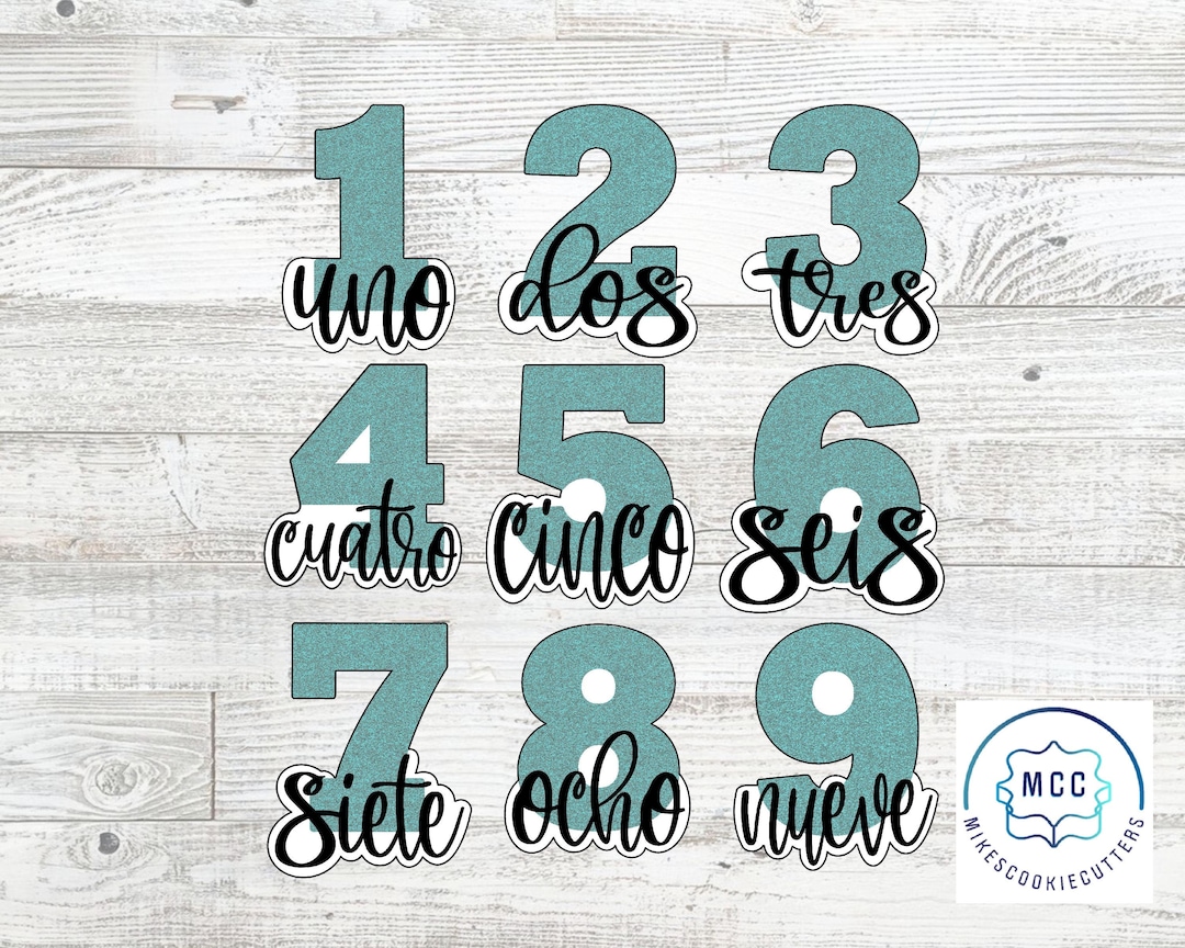 Spanish Español Number Numbers Script 1-9 Cookie Cutter 1, 2, 3, 4, 5 ...
