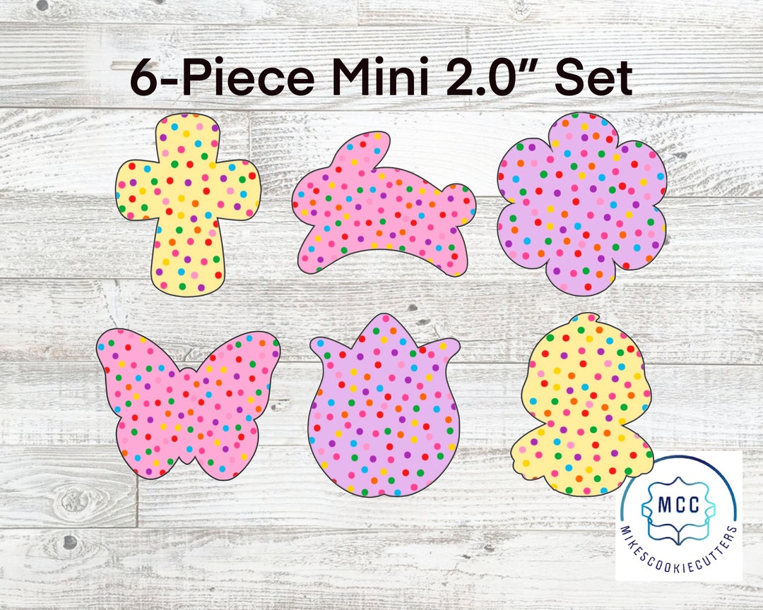 6-piece 2” Easter Spring Frosted Sprinkle Animal Cracker Cookie Cutters ...