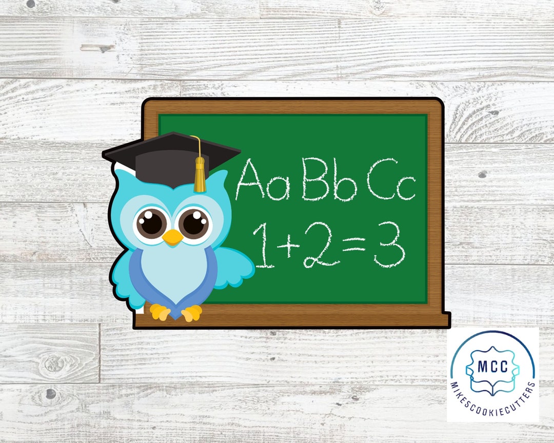 Owl With Graduation Cap and Chalkboard Cookie Cutter - Etsy