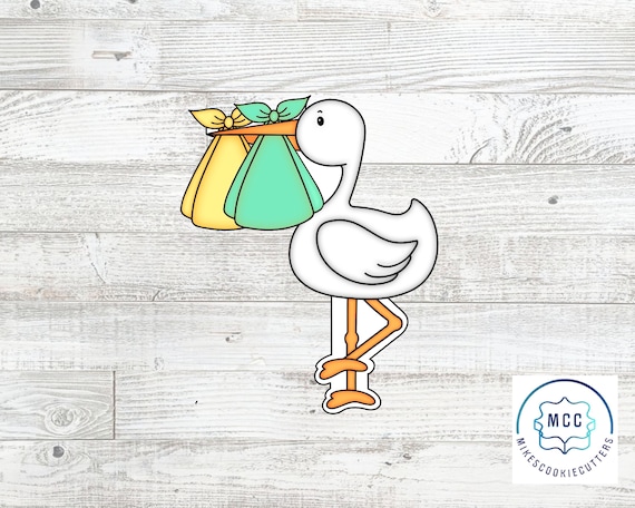 Stork With Twins Cookie Cutter | Etsy