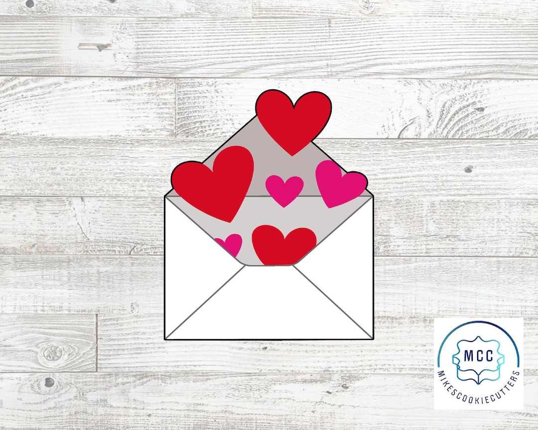 Love Note Valentine's Day Letter Note With Hearts Cookie Cutter - Etsy