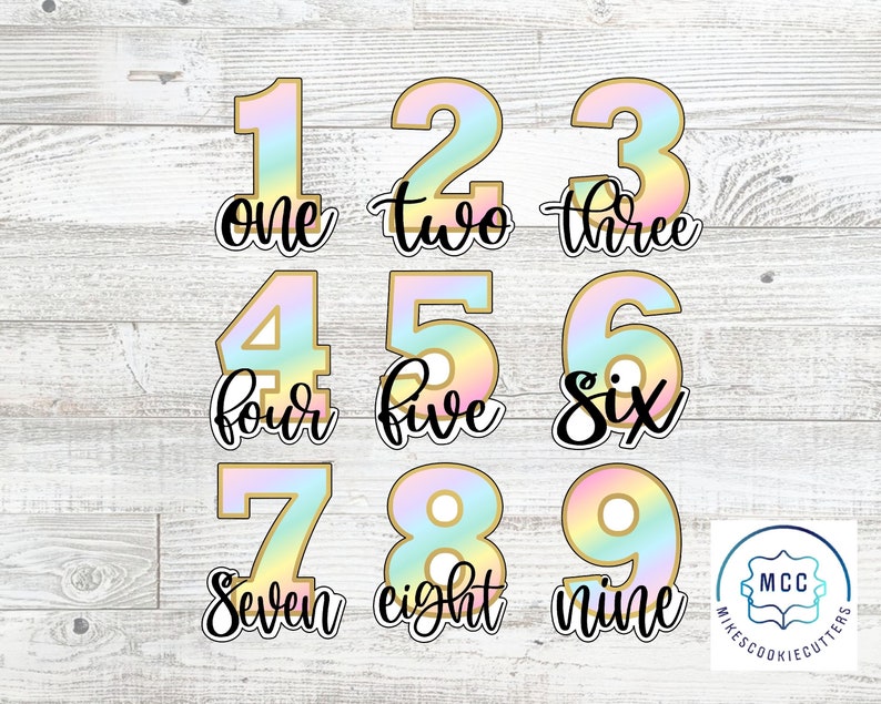Set of Numbers Script 1-9 Cookie Cutter 2, 3, 4, 5, 6, 7, 8 - Etsy