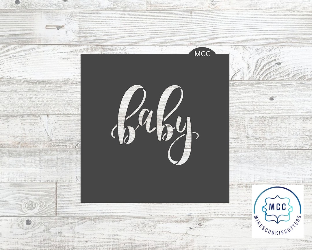 Baby Script Stencil - Etsy