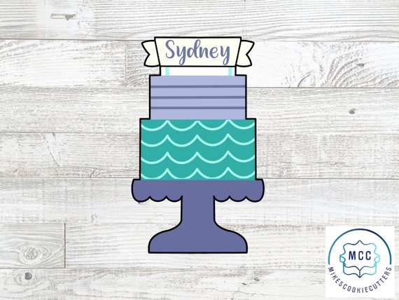 Cake on Stand With Banner Cookie Cutter - Etsy