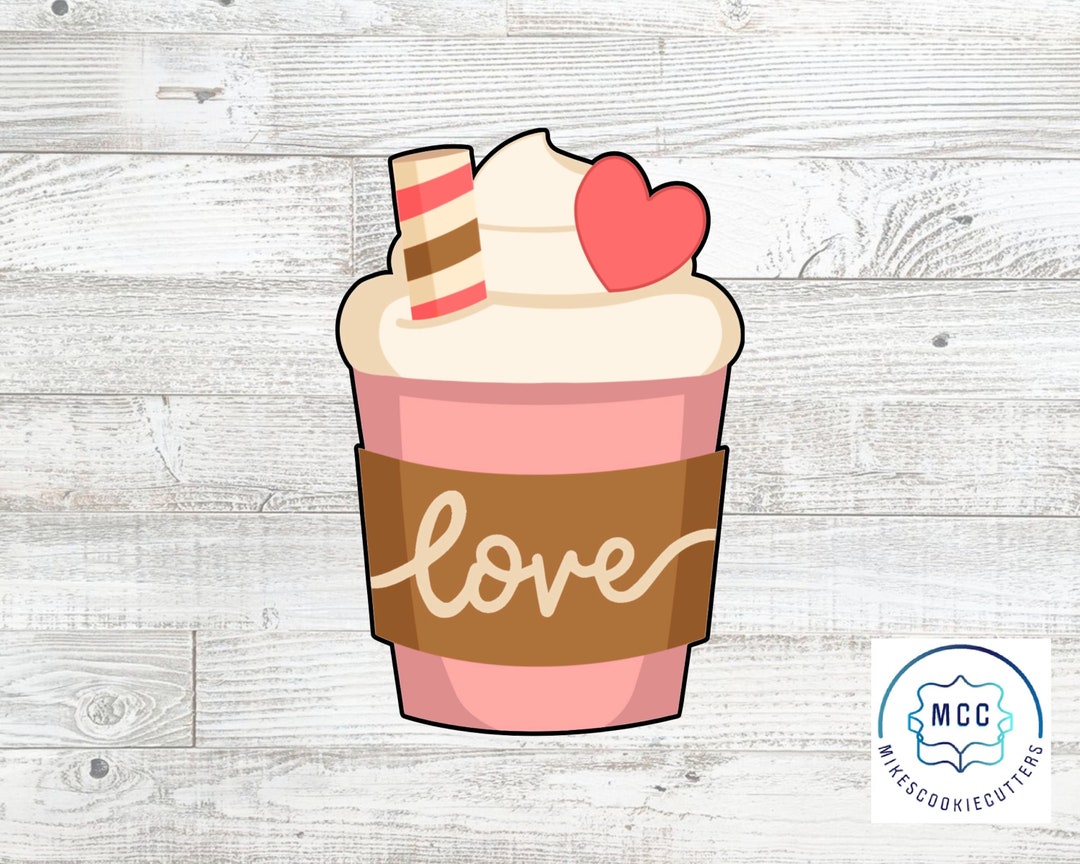 Valentine Coffee Latte Cup With Straw Cookie Cutter - Etsy