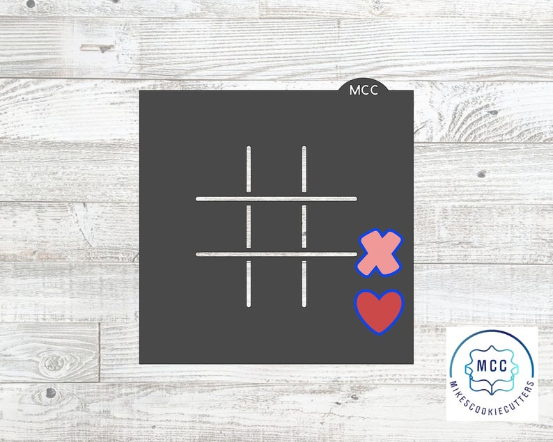 Valentine Tic Tac Toe Tiny Cutters and Stencil - Etsy