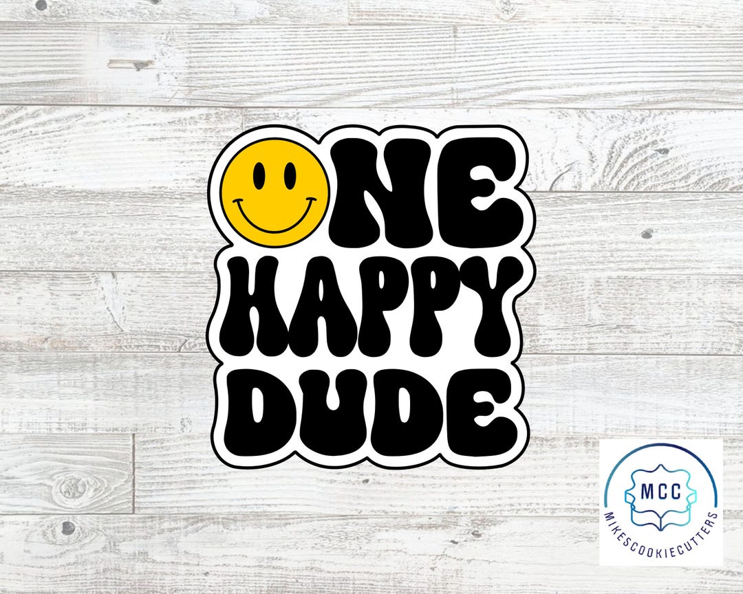 One Happy Dude Retro Groovy Plaque Cookie Cutter - Etsy