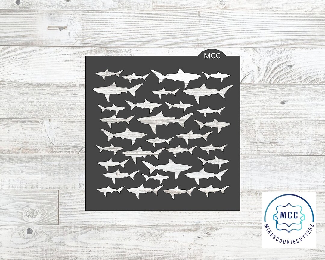 Random Sharks Stencil - Etsy