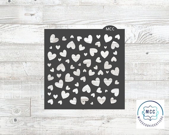 Random Hearts Stencil | Etsy