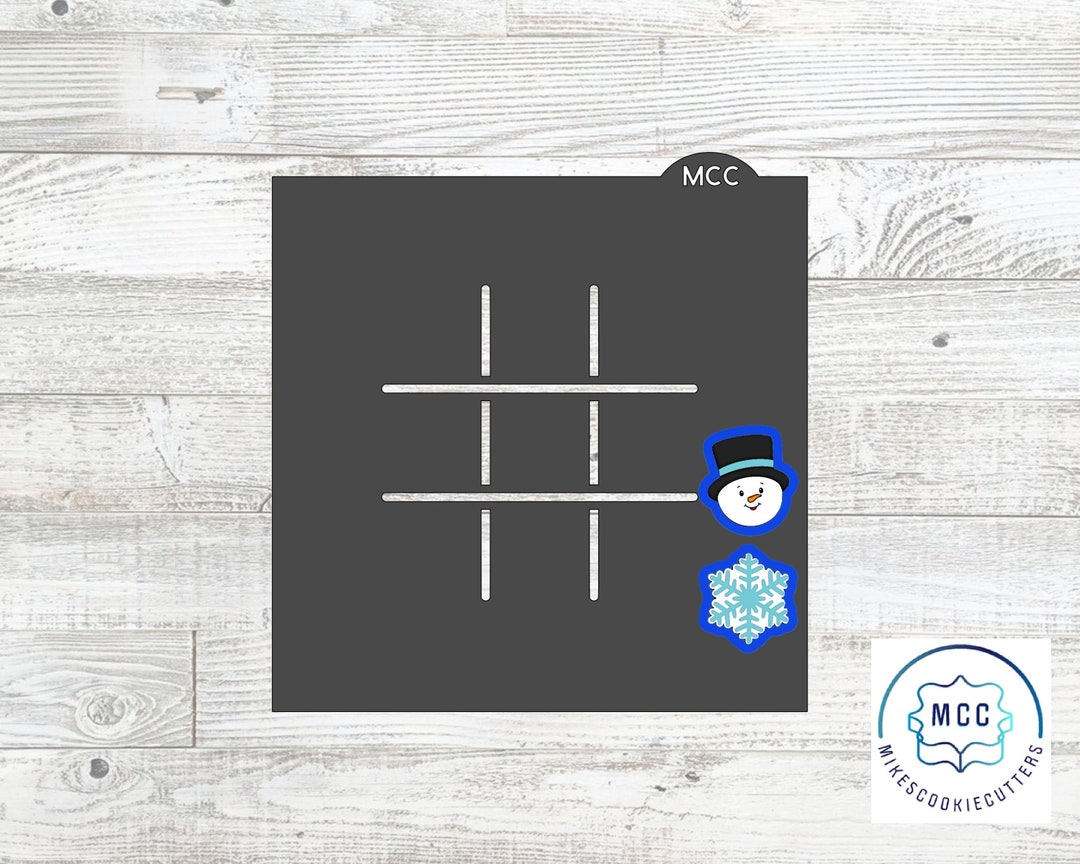 Winter Snowman Tic Tac Toe Tiny Cutters and Stencil - Etsy