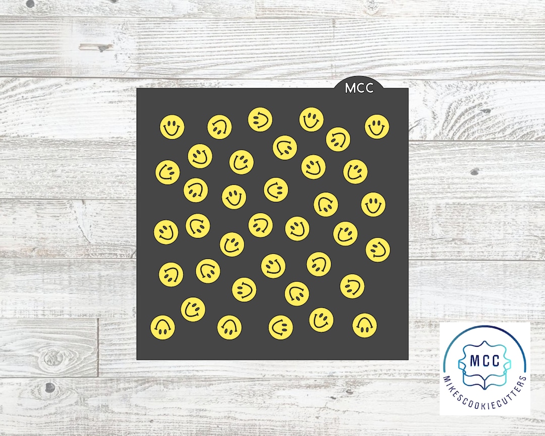 Mini Rad Groovy Smiley Stencil Two Piece Stencil Set - Etsy