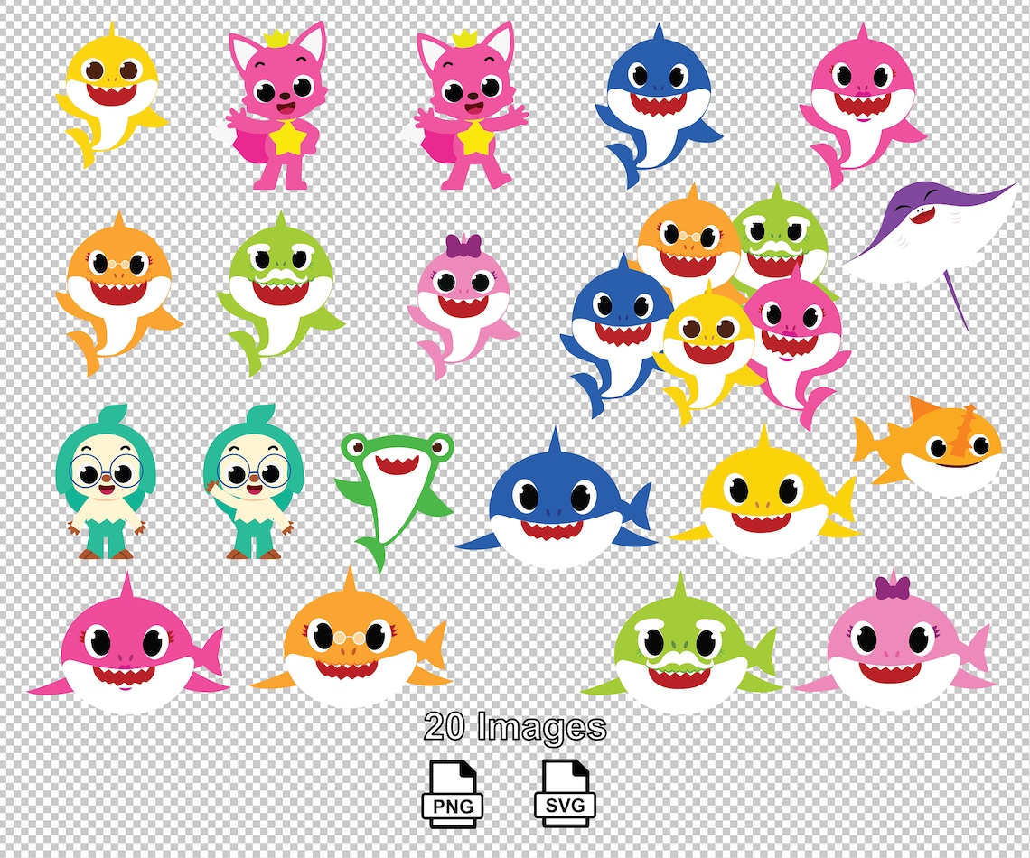 PinkFong/ Hogi Baby Shark And Friends Clip Art png svg 20 | Etsy