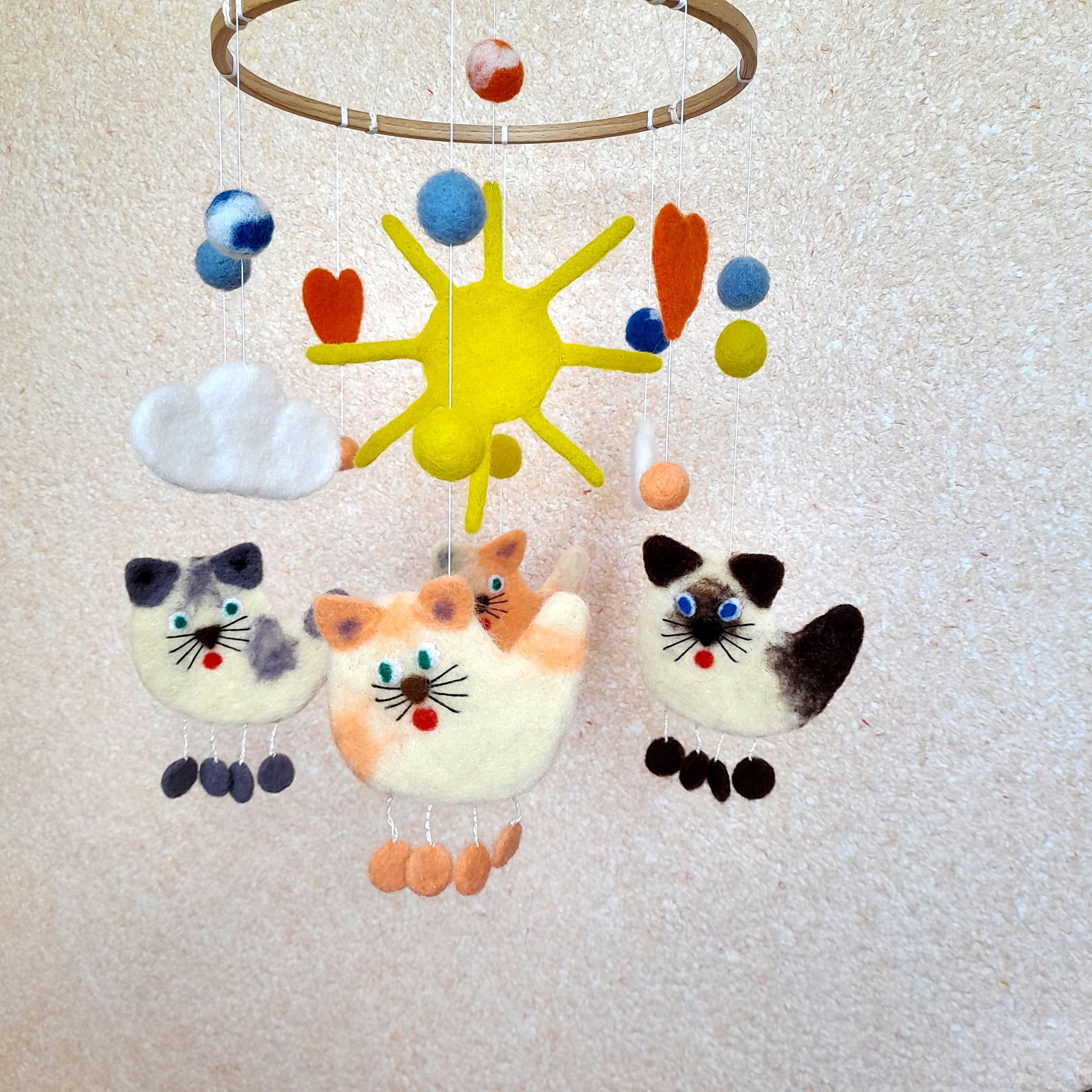 Needle Felted Baby Mobile Cat Baby Crib Mobile Nursery - Etsy