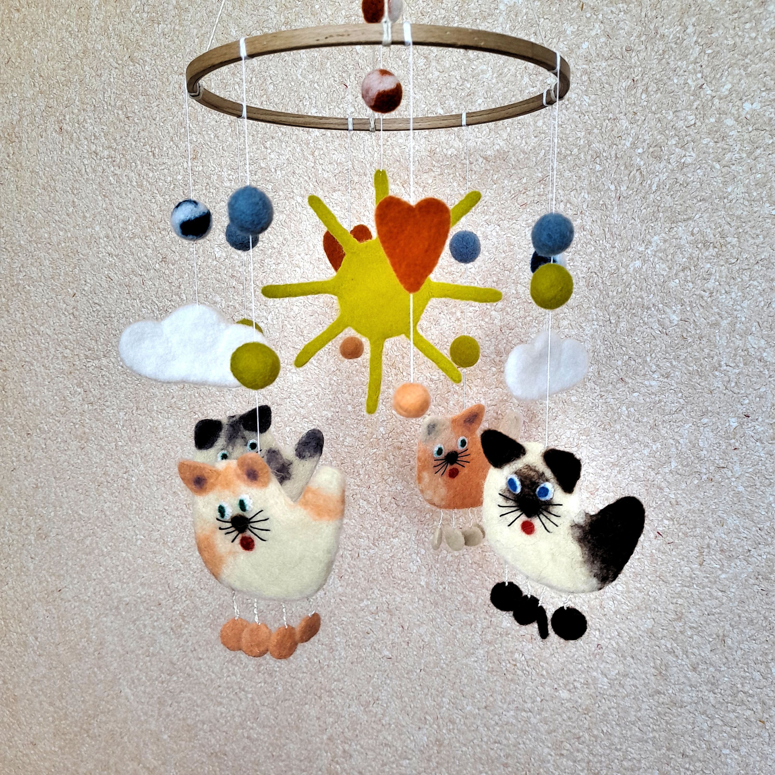 Needle Felted Baby Mobile Cat Baby Crib Mobile Nursery - Etsy