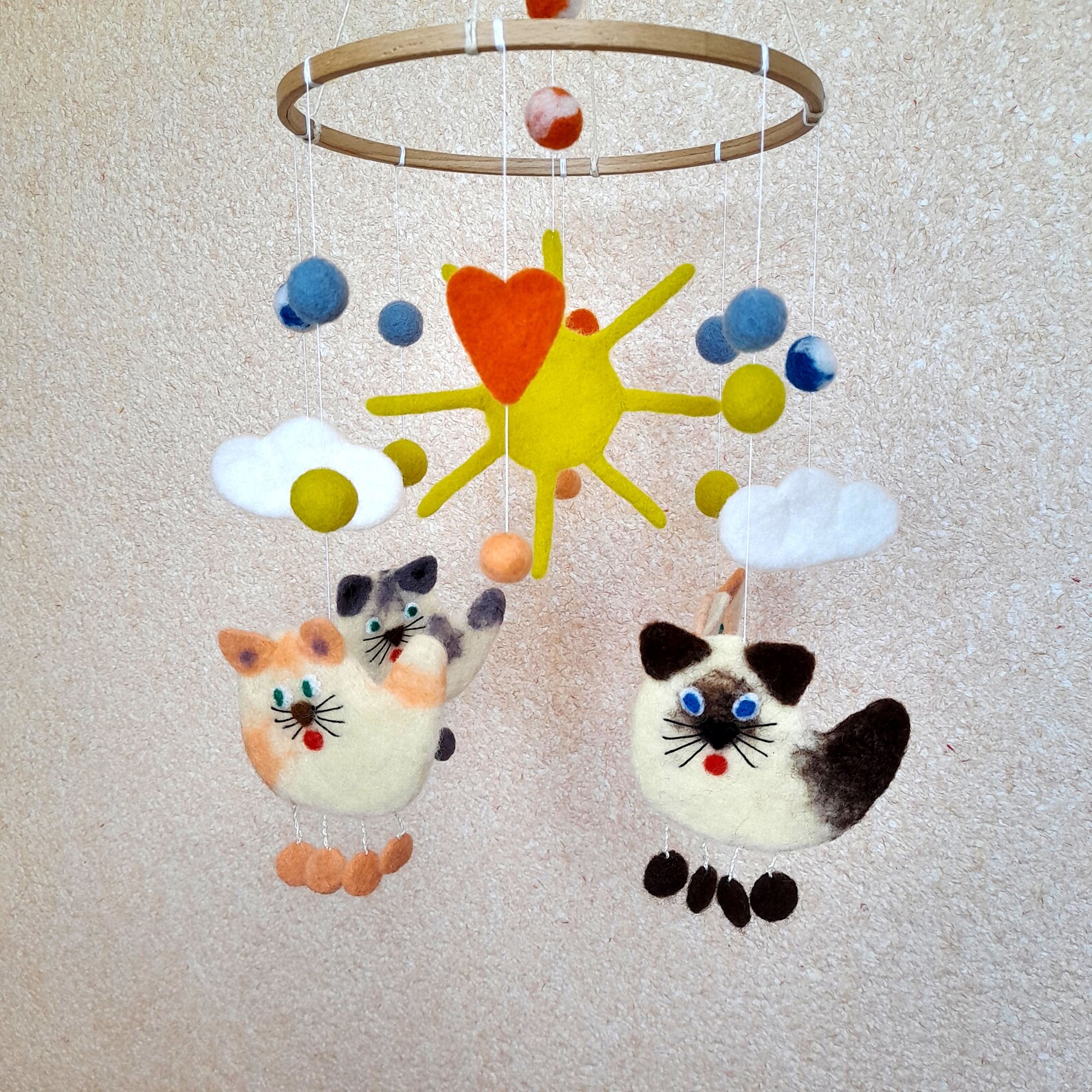 Needle Felted Baby Mobile Cat Baby Crib Mobile Nursery - Etsy