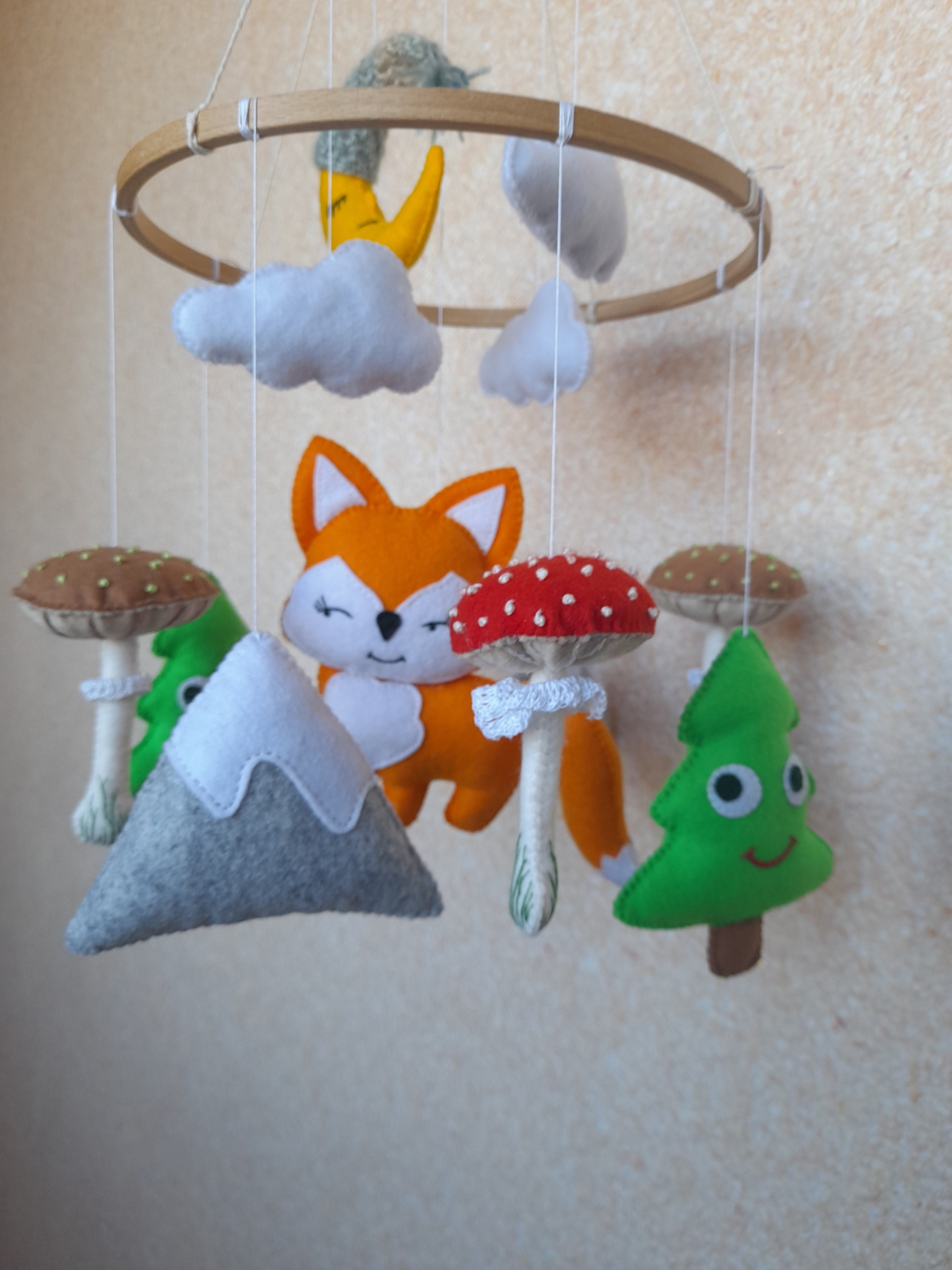 Fox Baby Mobile, Woodland Mobile, Mushroom Mobile - Etsy