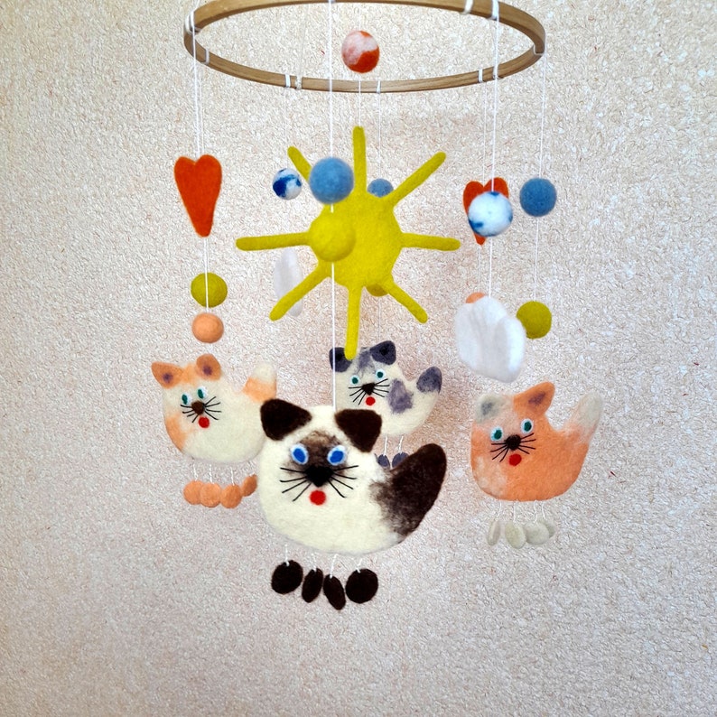 Needle Felted Baby Mobile Cat Baby Crib Mobile Nursery - Etsy