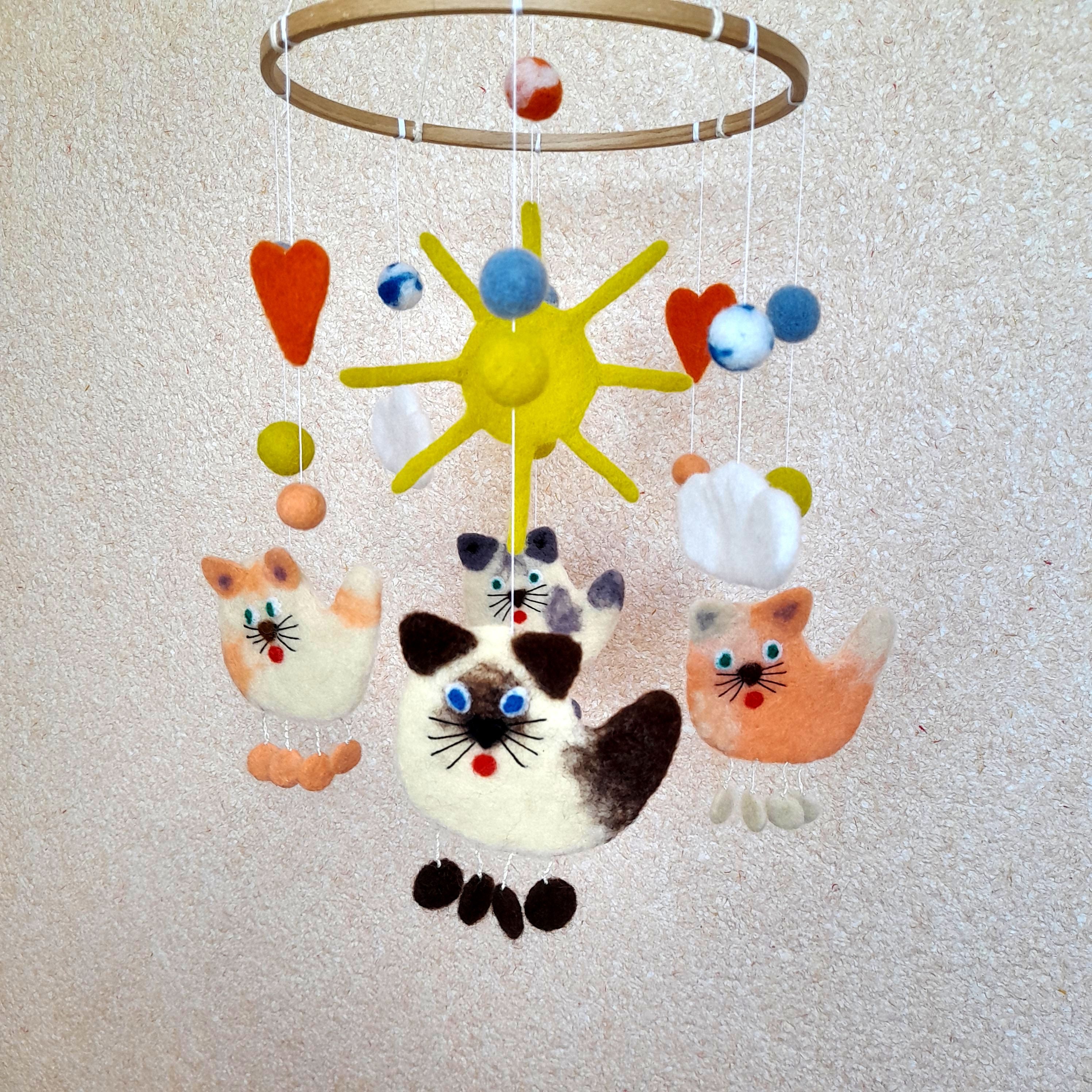 Needle Felted Baby Mobile Cat Baby Crib Mobile Nursery - Etsy