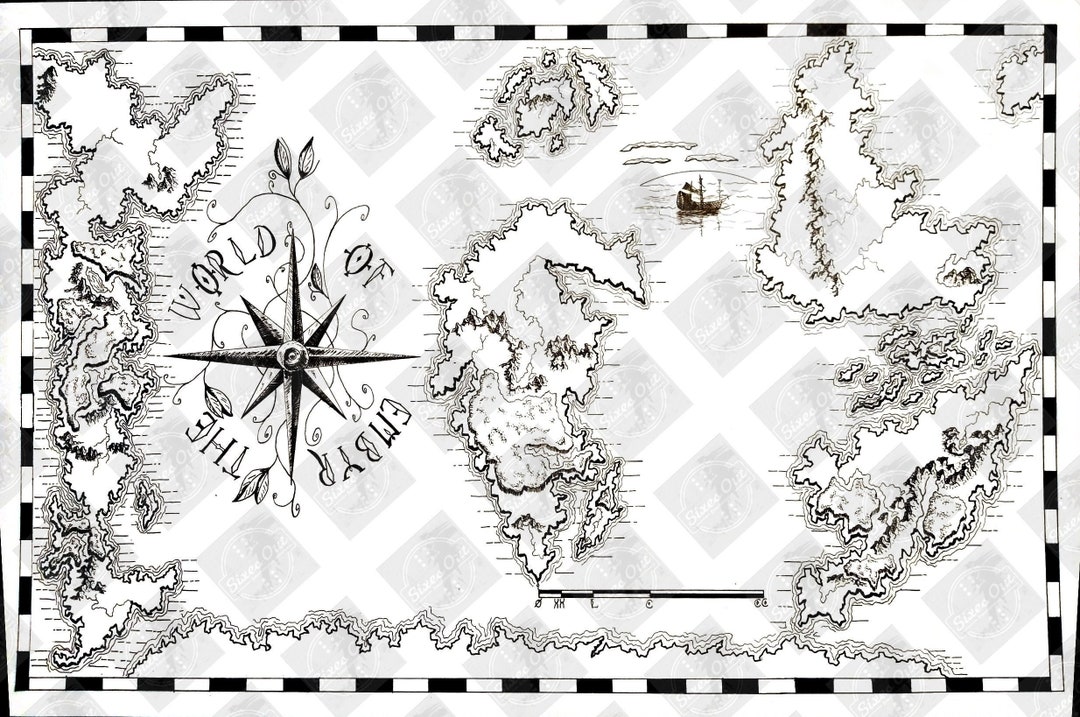 Fantasy Map Hand Drawn in Ink: the World of Embyr Series 1 - Etsy