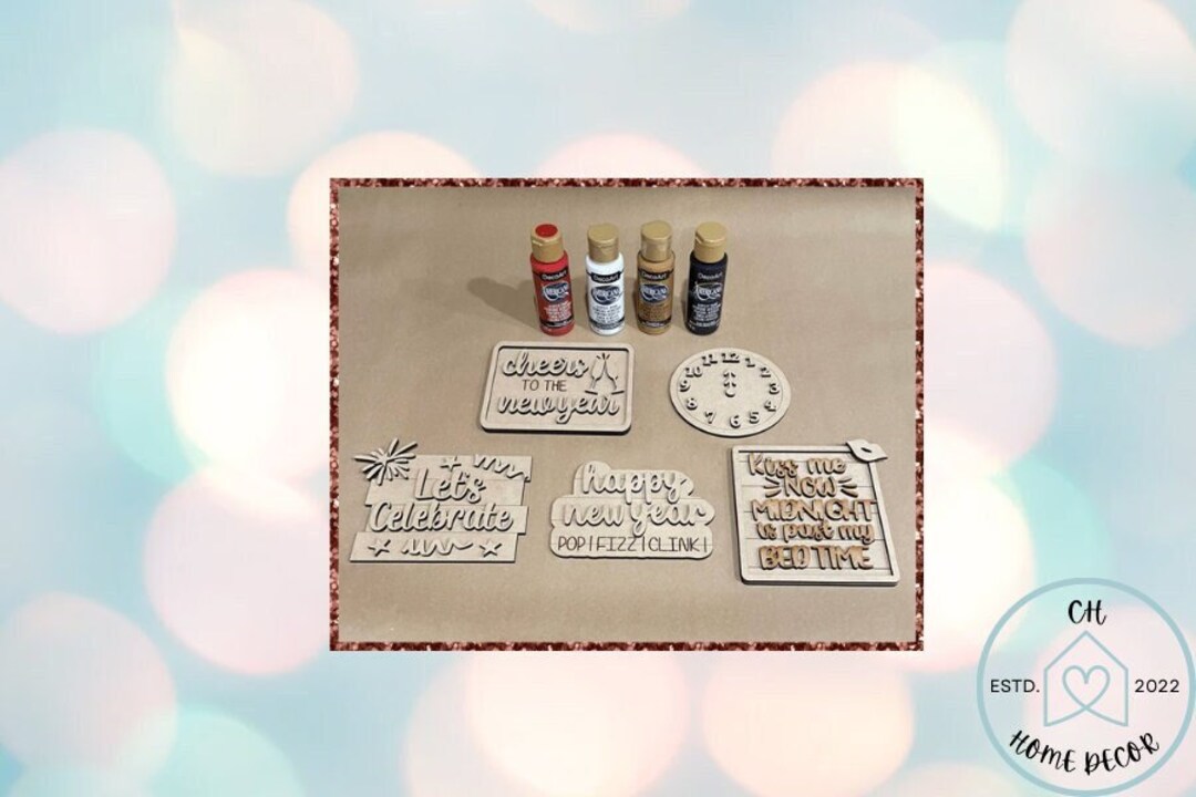 Unfinished Wood Blanks Kit New Year's Day Paint Kit Let's Celebrate ...
