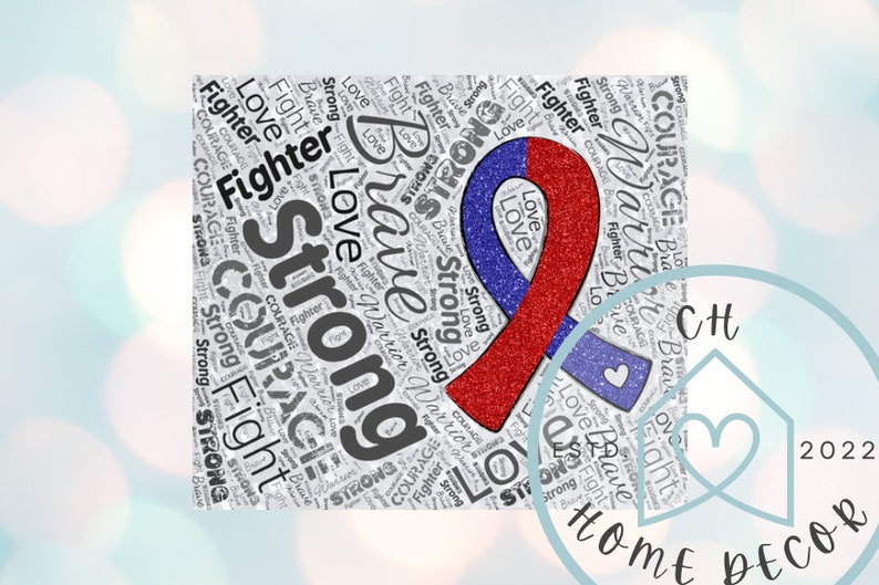 Congenital Heart Awareness Tumbler CHD Ribbon Word Art Faux Glitter 20 ...
