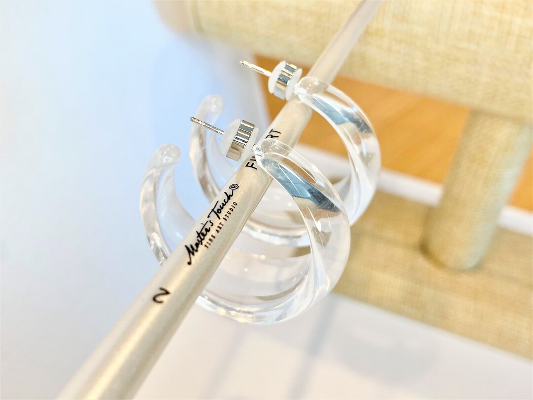 Wide Tapered Clear Acrylic Hoops Handmade Chunky Clear - Etsy