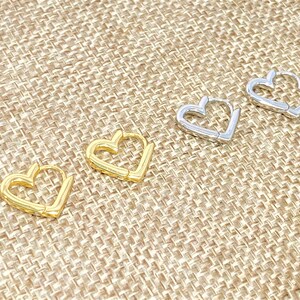 Mini Heart Hoop Earrings Little Sideways Heart Hoops Small Heart Hoops ...