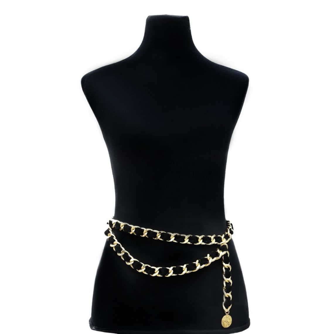 Chunky Gold Chain Belt W Black Velvet Fabric SM MED LG - Etsy