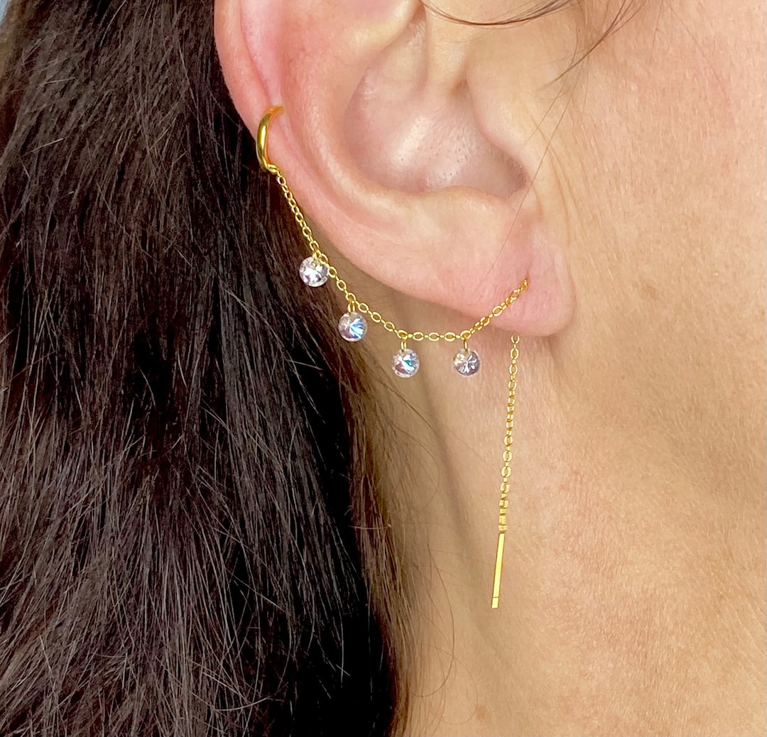 Chain Threader Ear Cuff Combo Earring Drapes Perfectly on Ear With ...