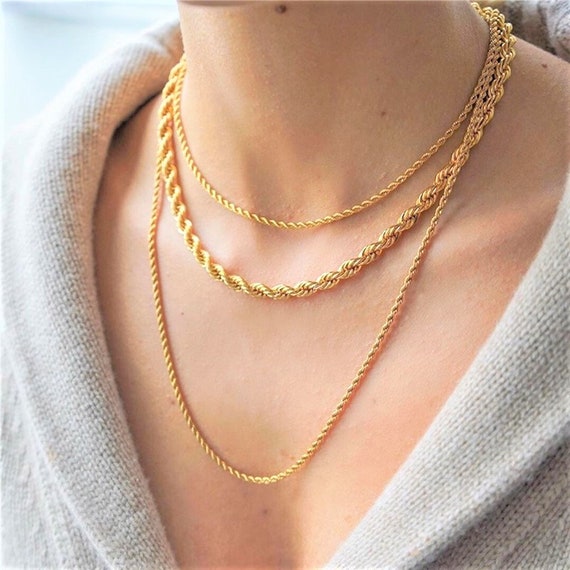 Luxury Gold Rope Chains 2mm 3mm 5mm Quality Gold Plated - Etsy