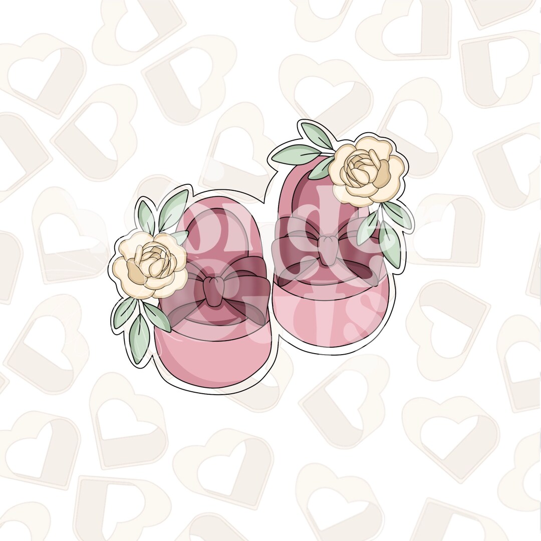Floral Baby Shoes Cookie Cutter- Baby Cookie Cutters - Etsy
