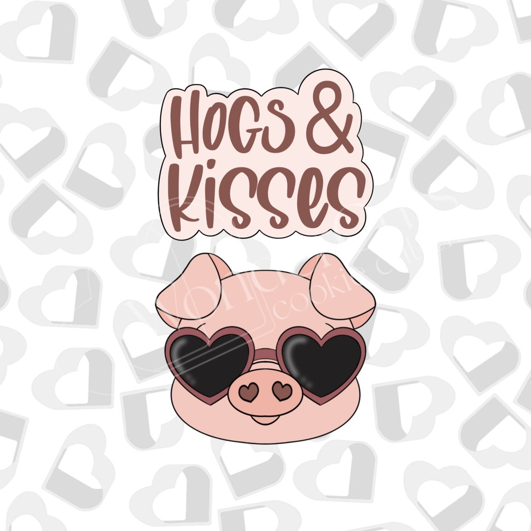 Valentine Hogs & Kisses-set of 2 Cookie Cutters Valentine's Day-hugs ...
