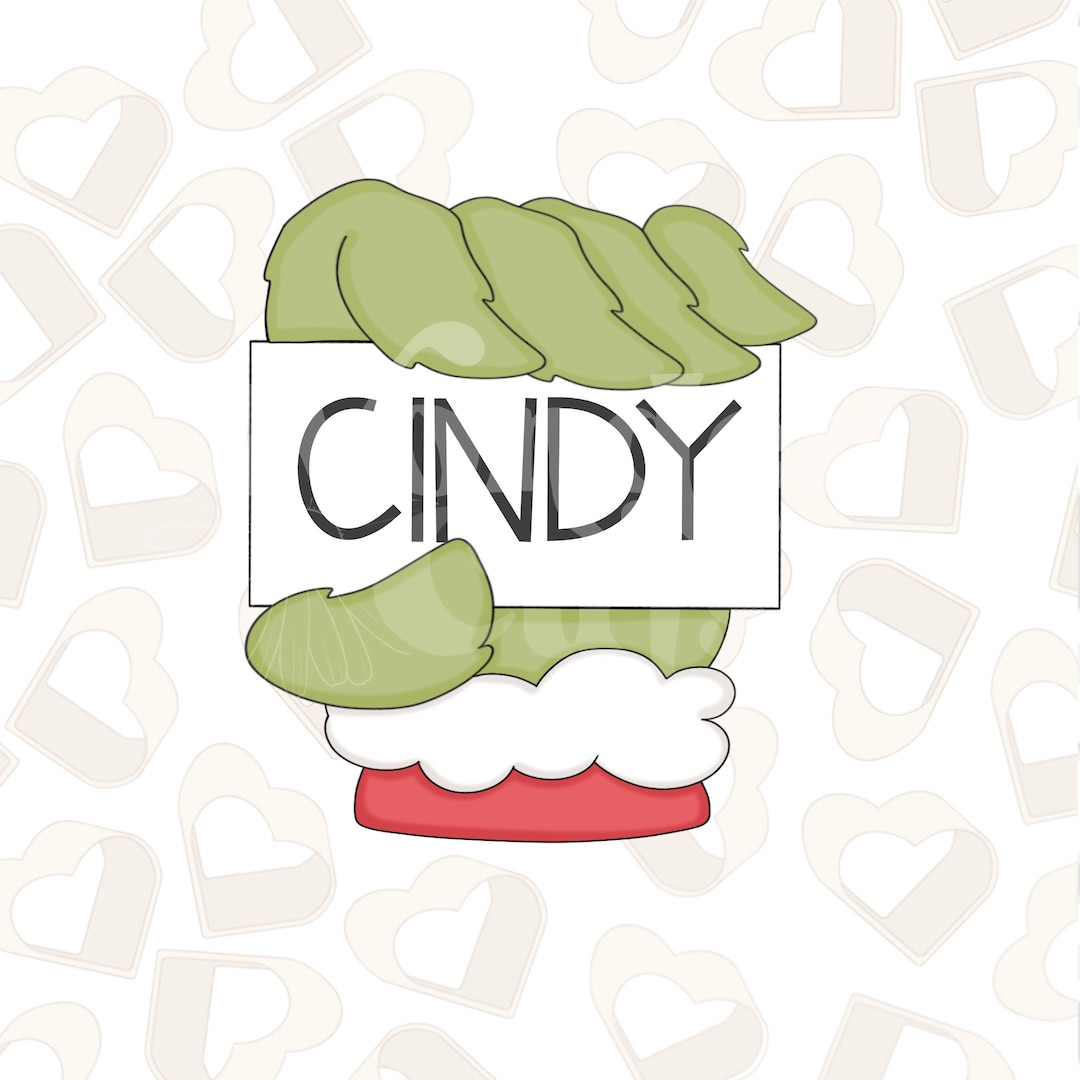 Fuzzy Green Hand Name Plaque Cookie Cutter- Christmas Cookie Cutters - Etsy