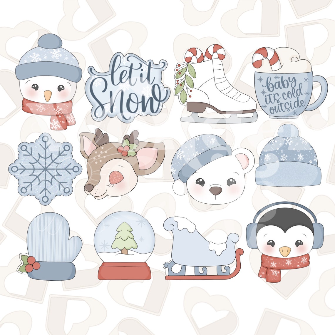 Let It Snow Advent Calendar Cookie Cutters- Set of 12- Christmas Cookie ...