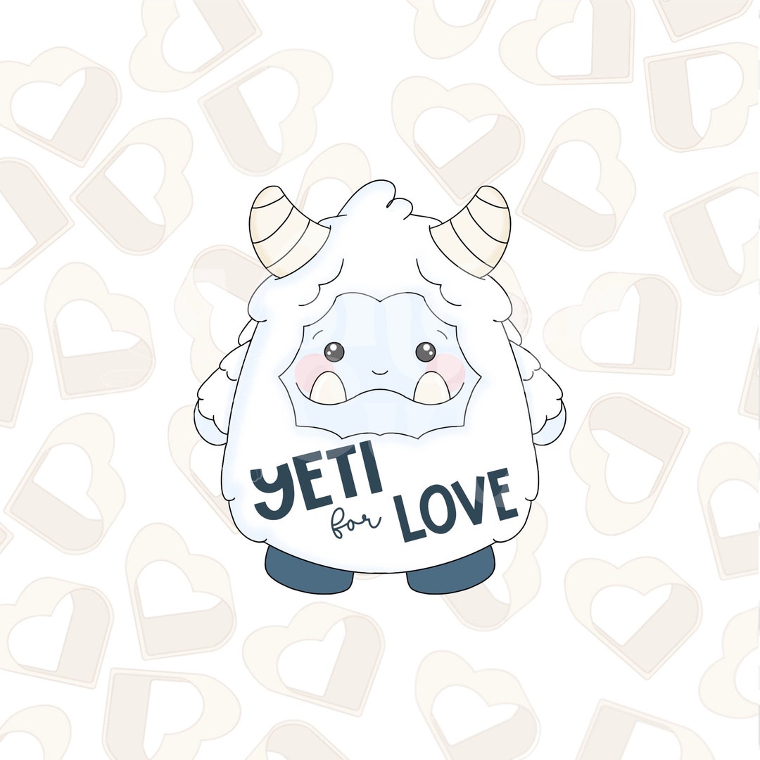 Chubby Yeti Cookie Cutter- Valentine's Day Cookie Cutter - Etsy