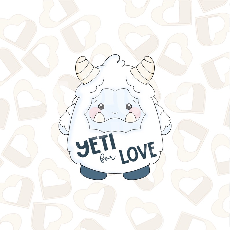 Chubby Yeti Cookie Cutter- Valentine's Day Cookie Cutter - Etsy