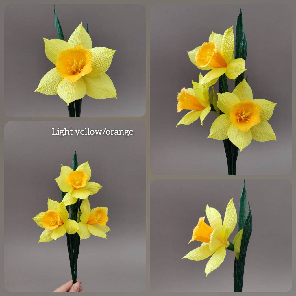 Handmade Crepe Paper Daffodil Bouquet Set of 3 Wedding - Etsy