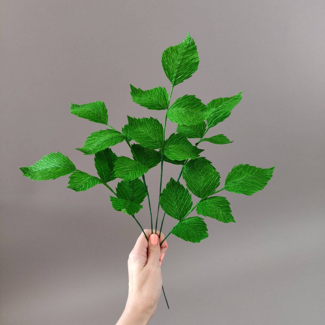 Handmade Crepe Paper Leaves Set of 5 Rose Greenery Paper - Etsy
