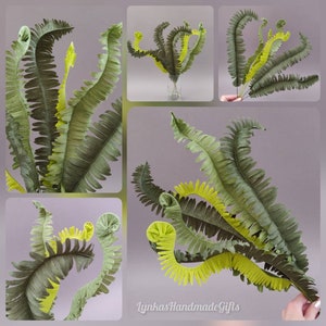 Crepe Paper Fern, Paper Fiddleheads, Set of 5, Paper Bouquet Filler ...
