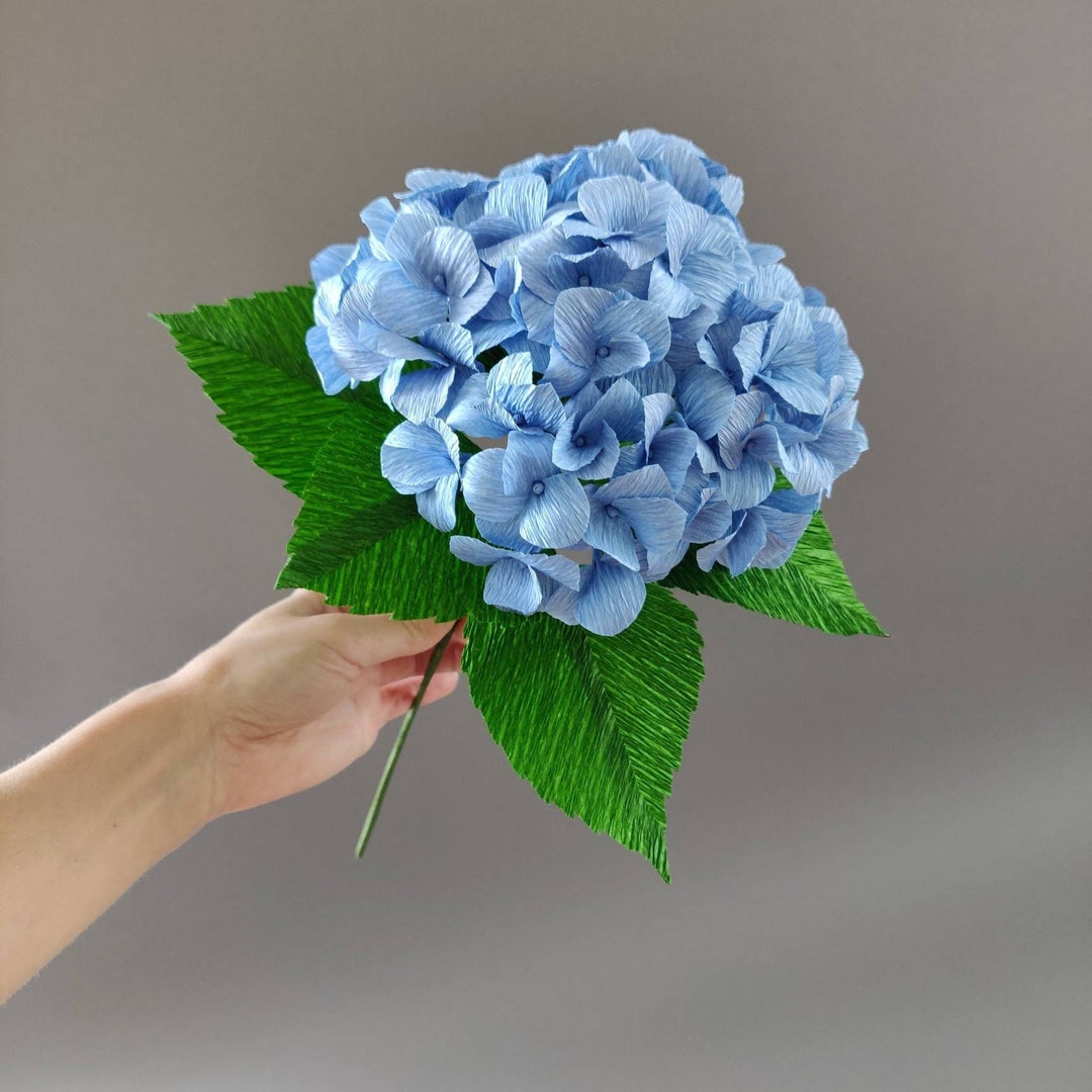 Crepe Paper Hydrangea, Paper Flower, Single Stem, Wedding Anniversary ...