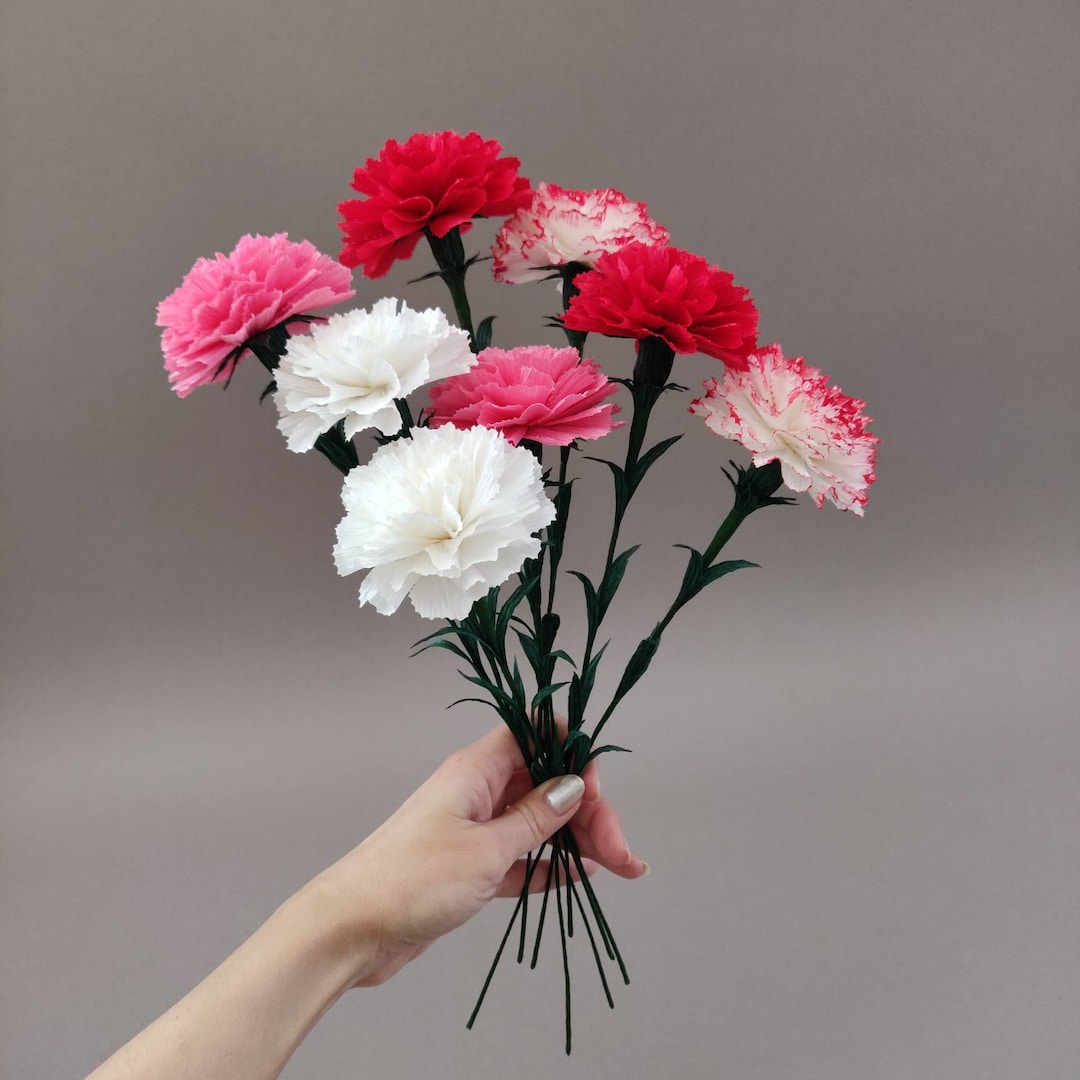 Crepe Paper Carnation, Paper Flower, Single Stem, 1st Anniversary Gift ...