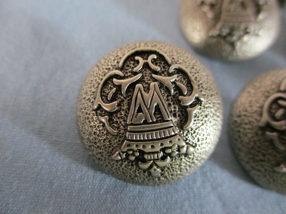 Lot of 12 Silver Tone Buttons 7/8 M or W Button Heavy Plastic Buttons ...