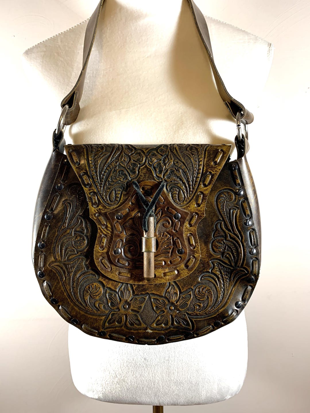 Vintage HIPPIE Faux Leather Purse for Costume, Reenactment, Staging or ...