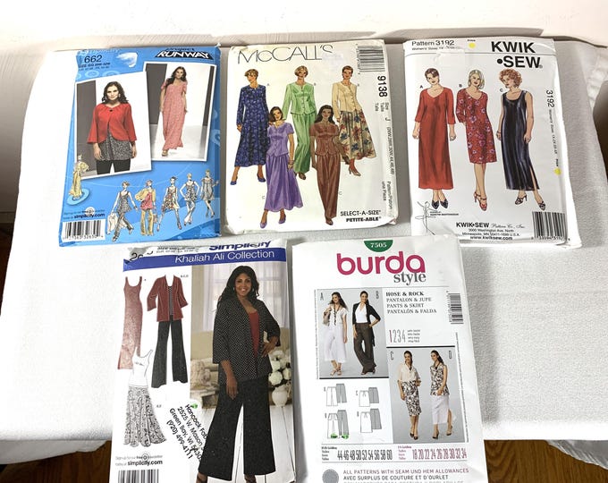 Women's Plus Size Lot of 5 UNCUT Sewing Patterns 1X - 4X and 20W - 26W ...