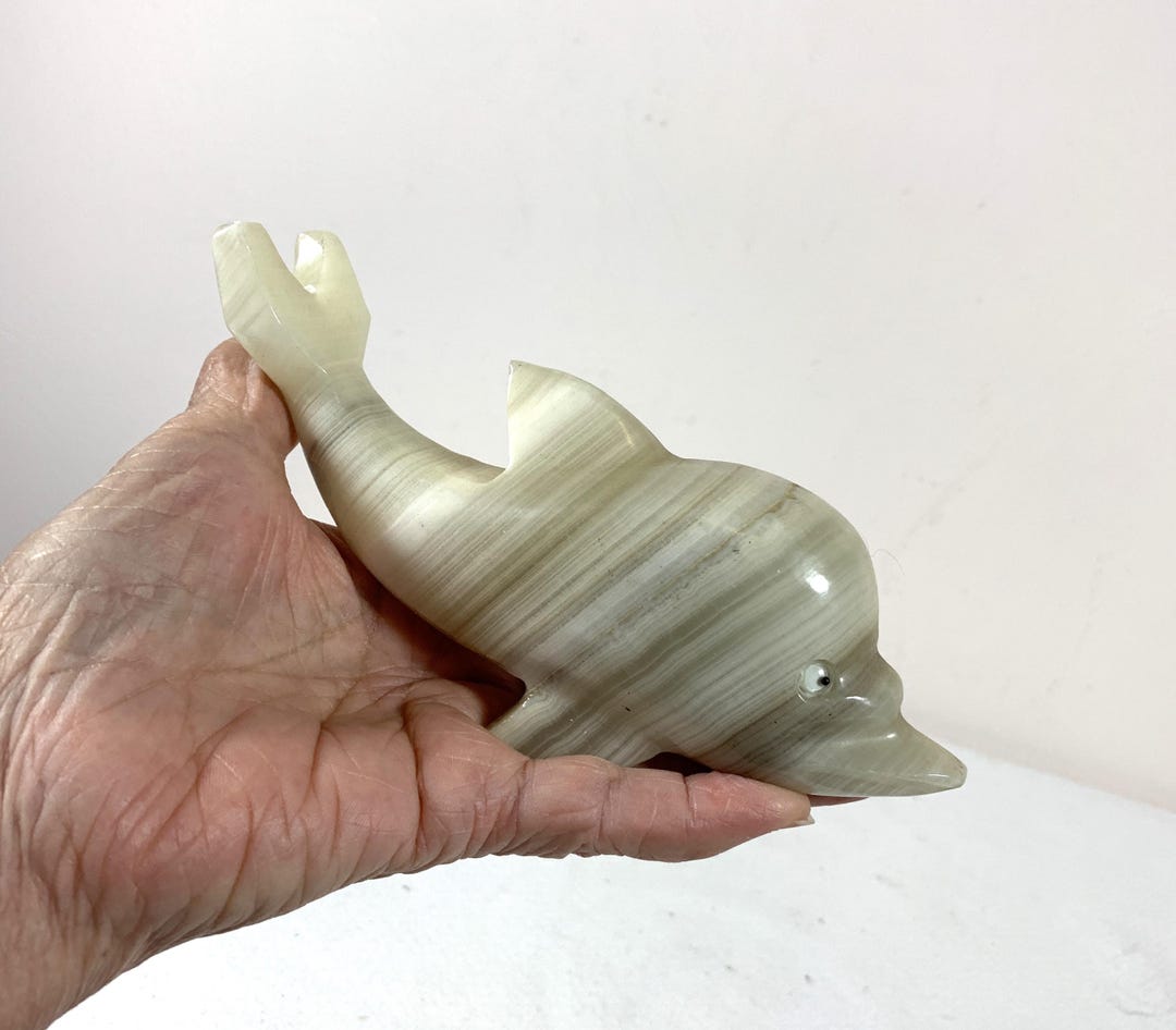 Vintage Stone Carved Dolphin/whale Fish Shelf Decor White/grey Stone ...