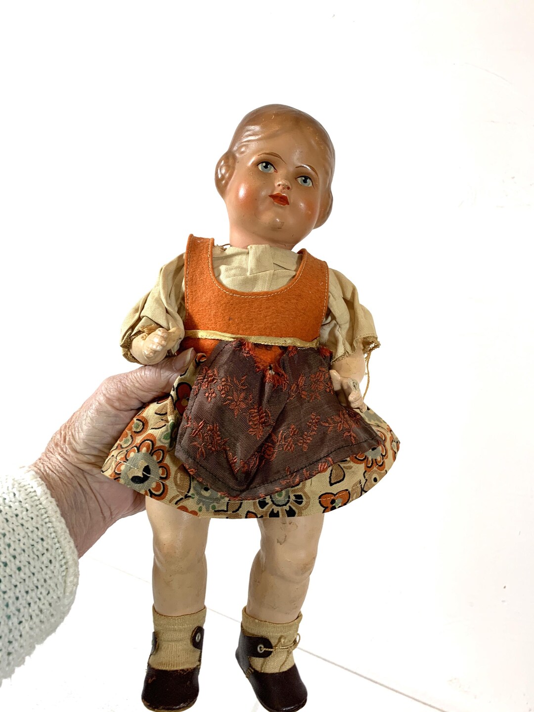 Vintage 13" Composition Doll, German Girl Doll, Unmarked, 13 Inches ...