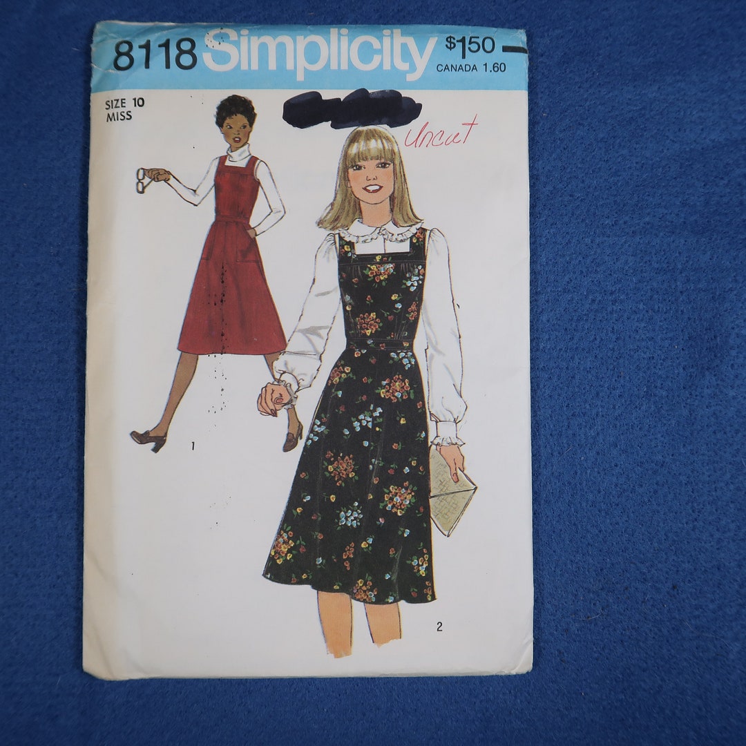 1977 Misses Sz 10 UNCUT Vtg Simplicity Jumper Dress Pattern - Etsy
