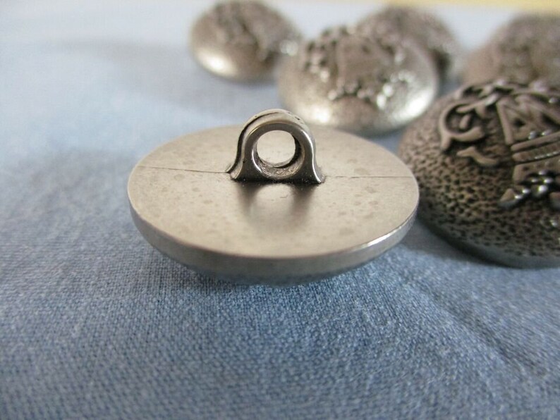 Lot of 12 Silver Tone Buttons 7/8 M or W Button Heavy Plastic Buttons ...