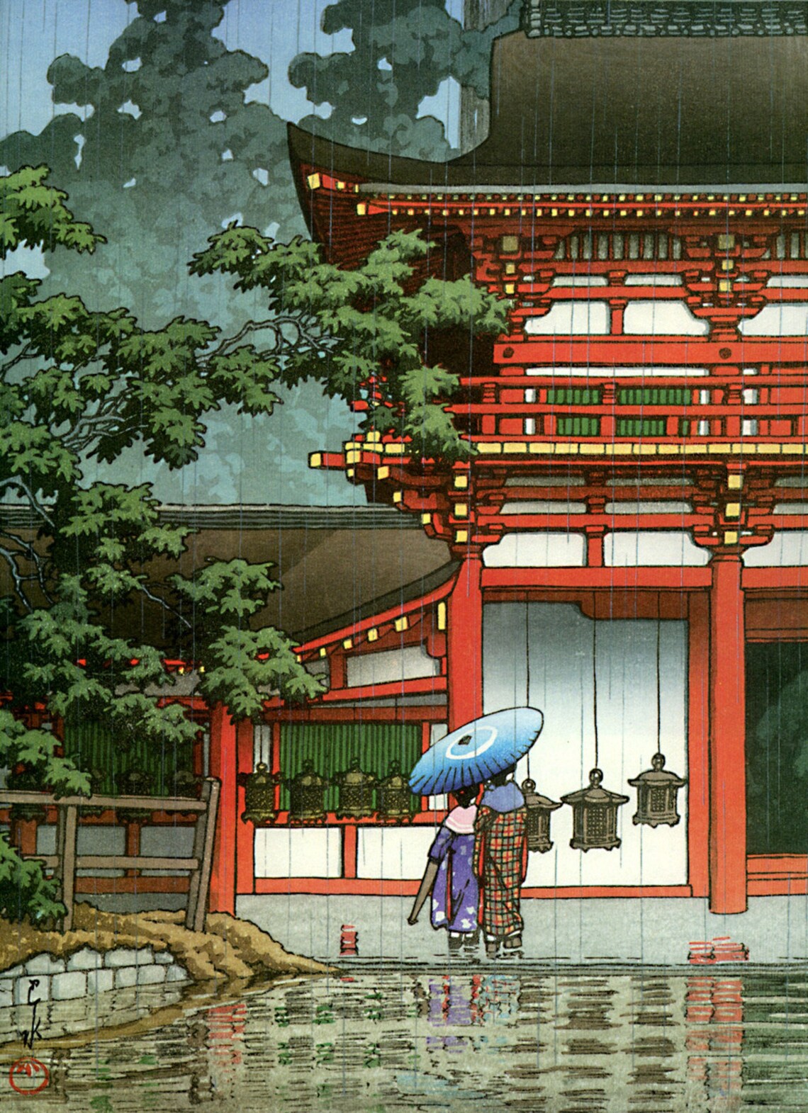 Temple Rain Asian Art Poster Print Reproduction - Etsy
