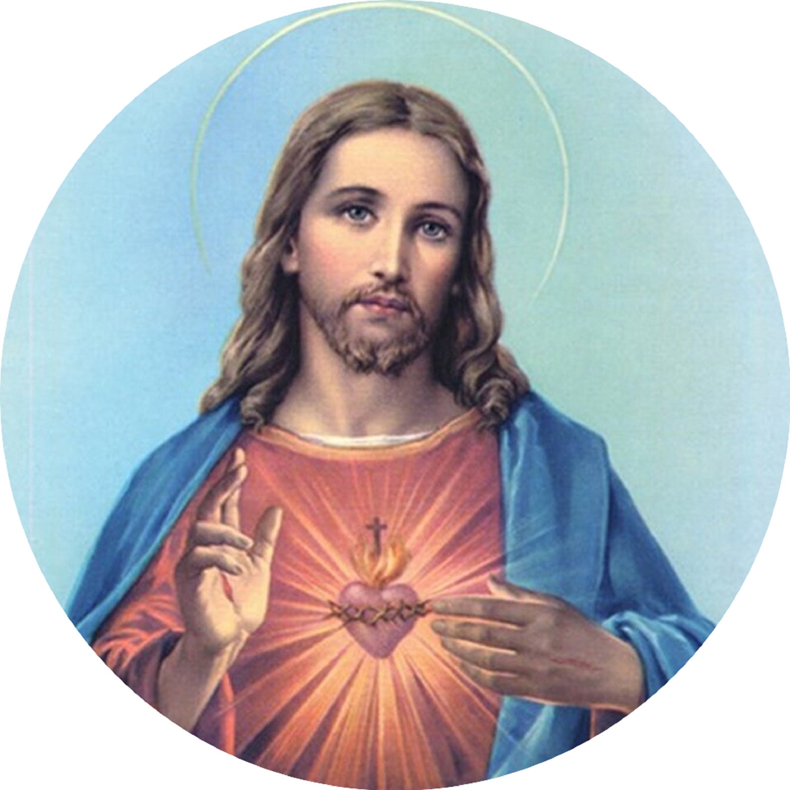 Sacred Heart of Jesus Round Button Badge - Etsy